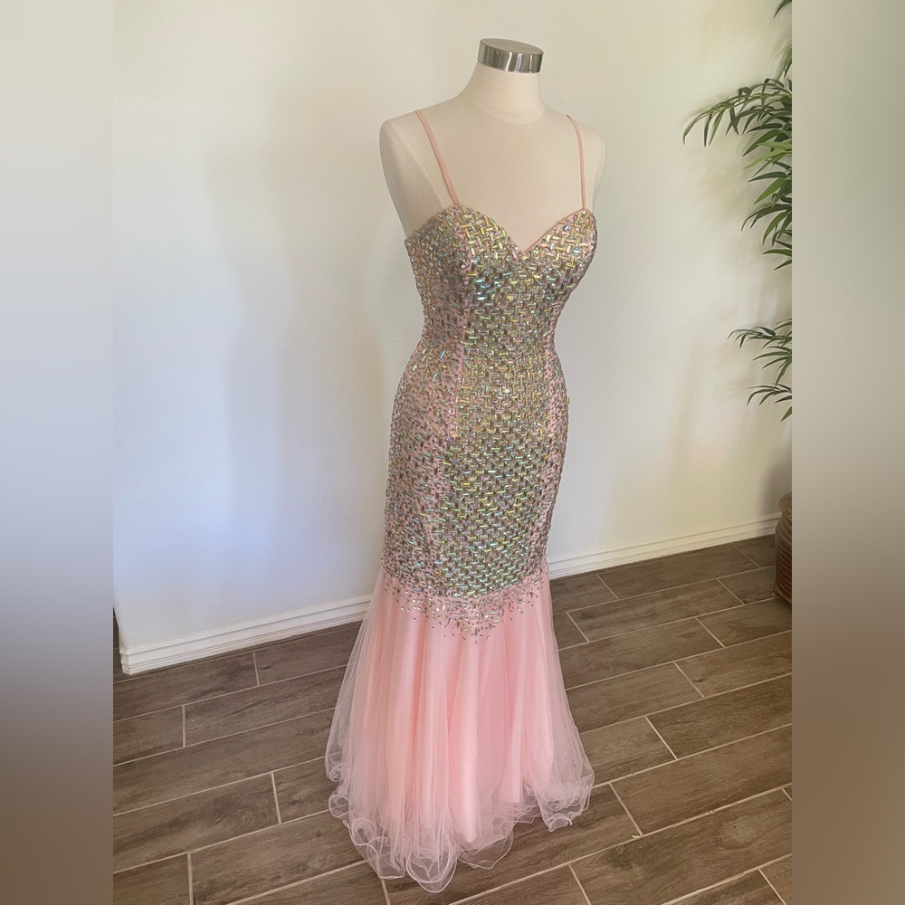 Glamour Glamour Crystal Beaded Mermaid Prom Dress - Gem